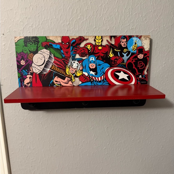 Marvel | Wall Decor | Marvel Red Display Shelf With Comic Art | Poshmark